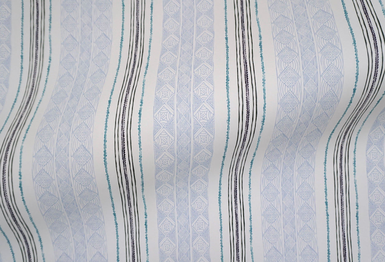 Block Print Stripe Wallpaper in Blueberry – Krane Home