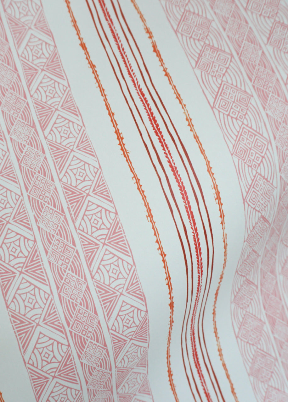 Block Print Stripe Wallpaper in Strawberry – Krane Home
