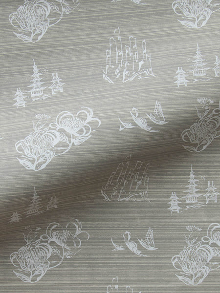Toile Wallpaper in French Grey – Krane Home
